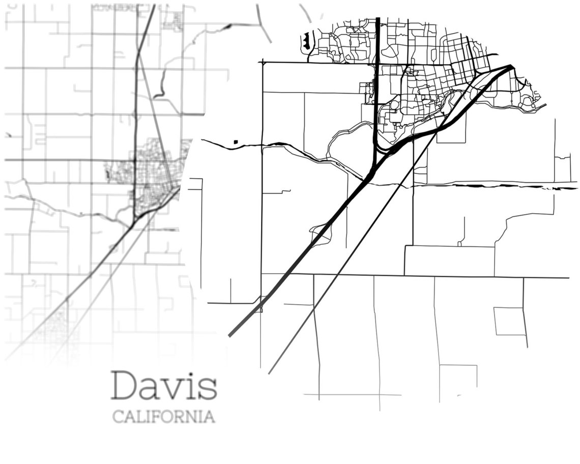 Davis Map INSTANT DOWNLOAD Davis California City Map | Etsy