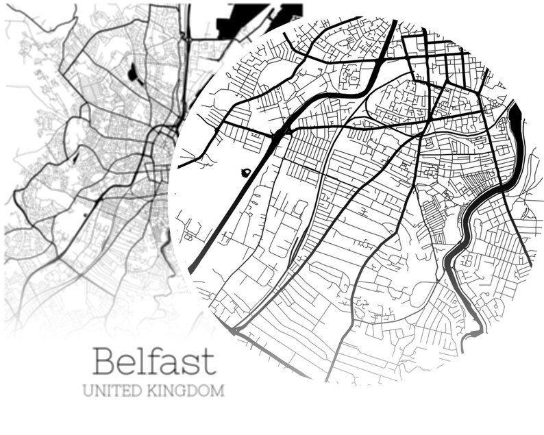 Belfast Map INSTANT DOWNLOAD Belfast United Kingdom City Map | Etsy