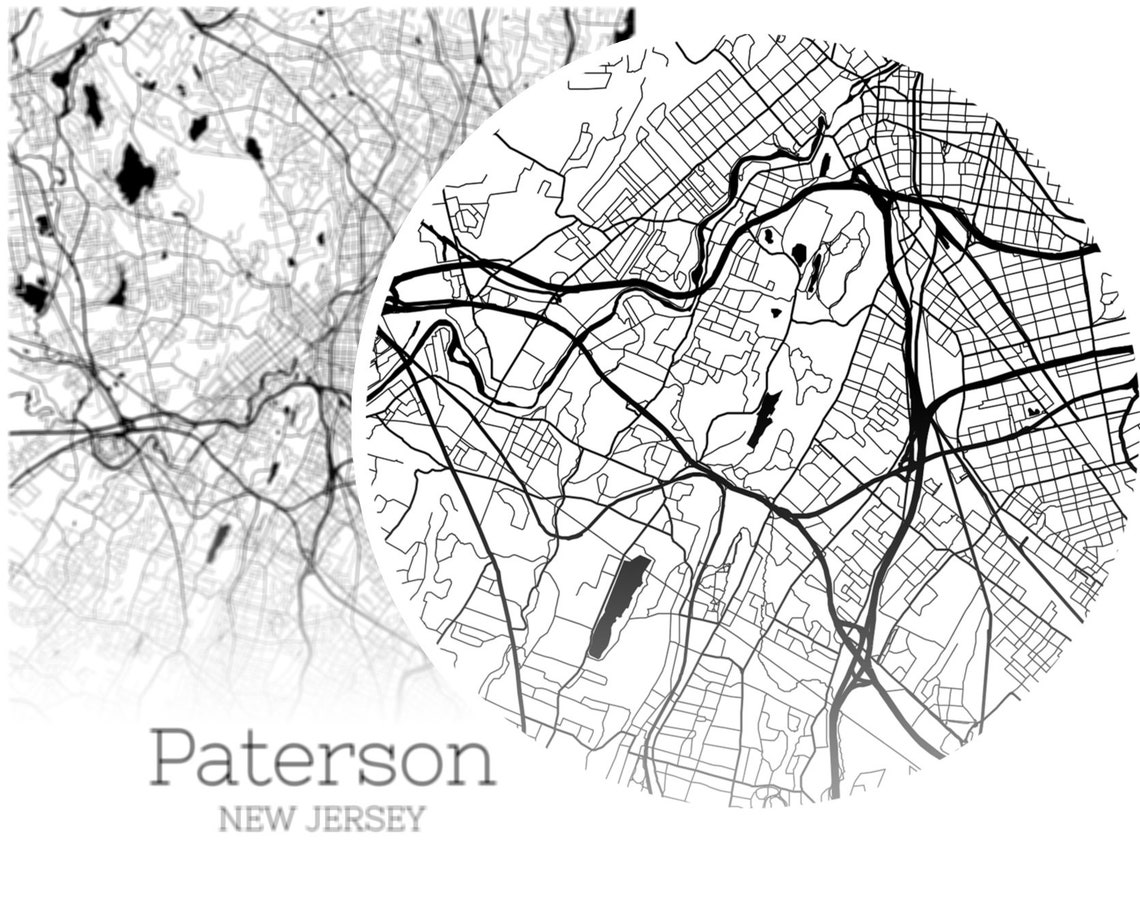 Paterson Map INSTANT DOWNLOAD Paterson New Jersey City Map | Etsy