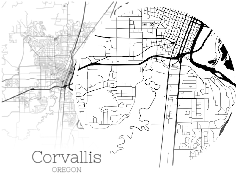 Corvallis Map INSTANT DOWNLOAD Corvallis Oregon City Map | Etsy