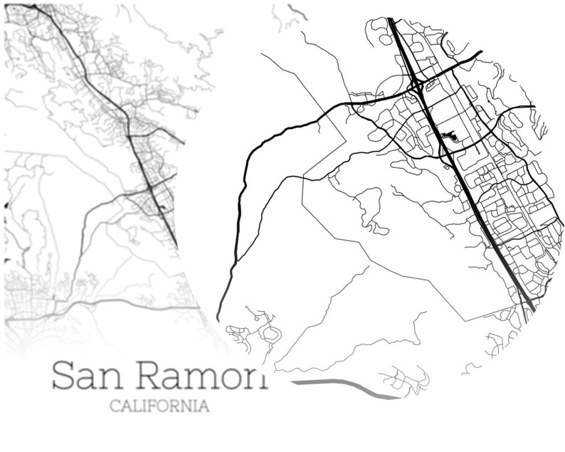 San Ramon Map INSTANT DOWNLOAD San Ramon California City Map | Etsy
