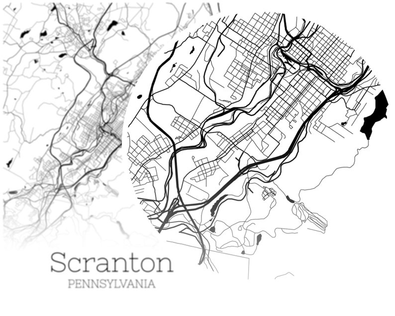 Scranton Map INSTANT DOWNLOAD Scranton Pennsylvania City Map | Etsy