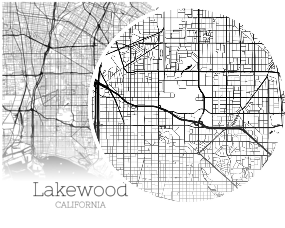 Lakewood Map INSTANT DOWNLOAD Lakewood California City Map | Etsy