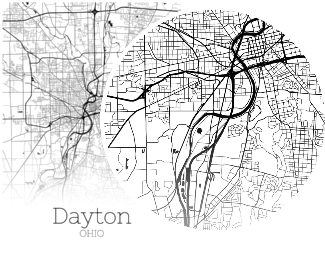 Dayton Map INSTANT DOWNLOAD Dayton Ohio City Map Printable | Etsy