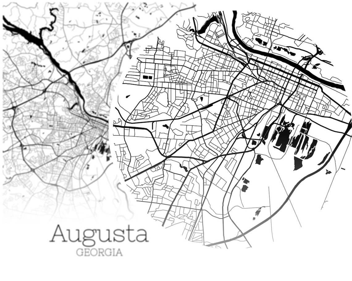 Augusta Map INSTANT DOWNLOAD Augusta Georgia City Map | Etsy