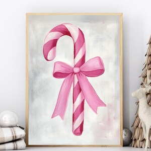 Pink Candy Cane Christmas Print // Pink Christmas Print, Preppy ...