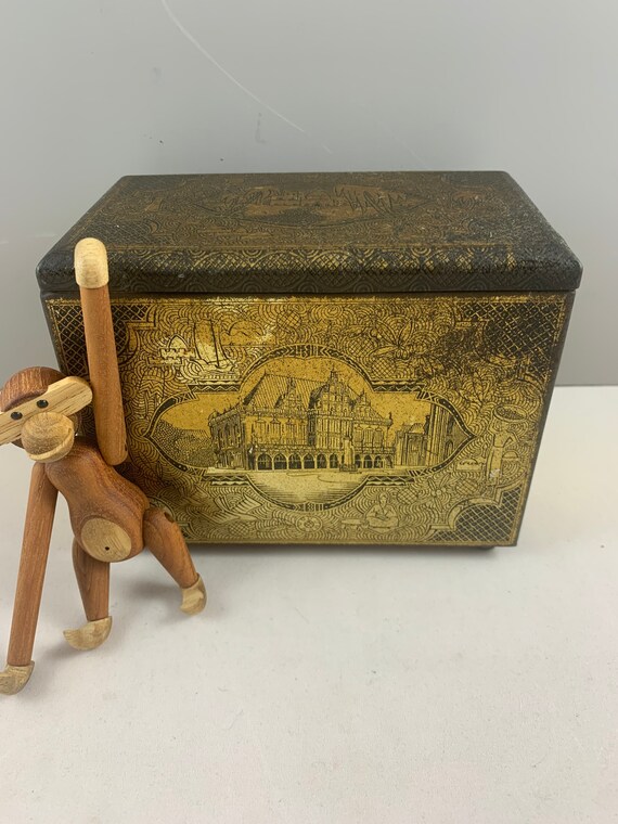 Eduscho Can Vintage Antique Gold Coffee Can Tin Can 60s - Etsy