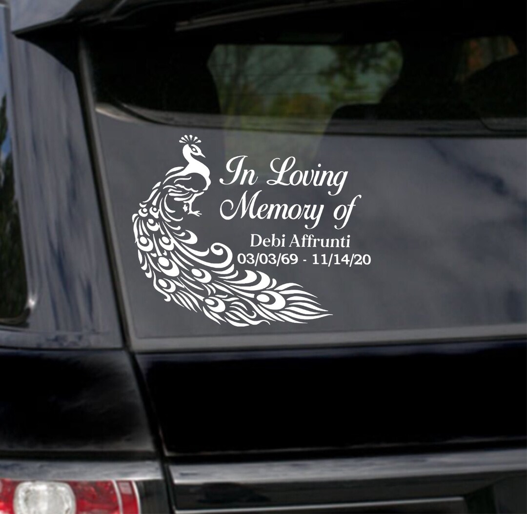 Peacock in Loving Memory Decal, Custom in Loving Memory Car Decal, in ...