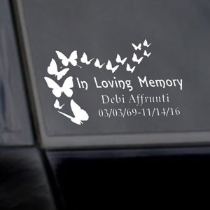 In Loving Memory Butterfly Car Decal, Memorial Gift, - Etsy