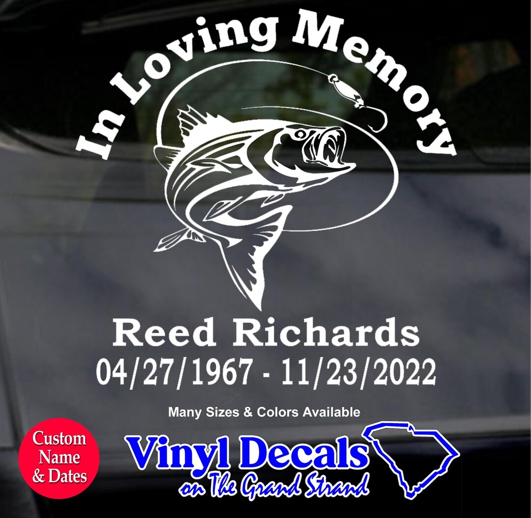 Fishing in Loving Memory Car Decal, Fisherman Memorial Car Decal - Etsy