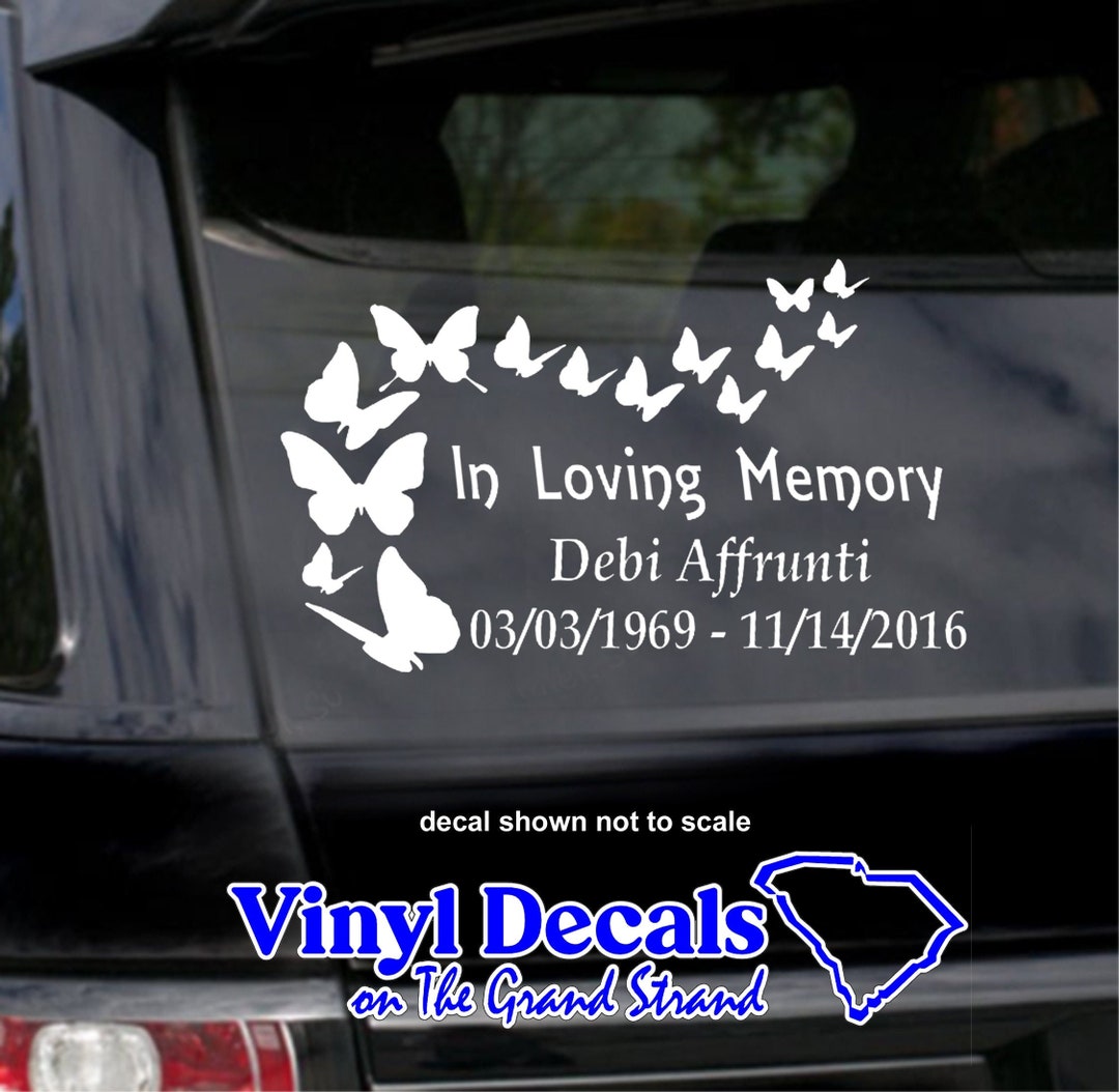Butterfly in Loving Memory Car Decal, Butterfly Memorial Car Sticker ...