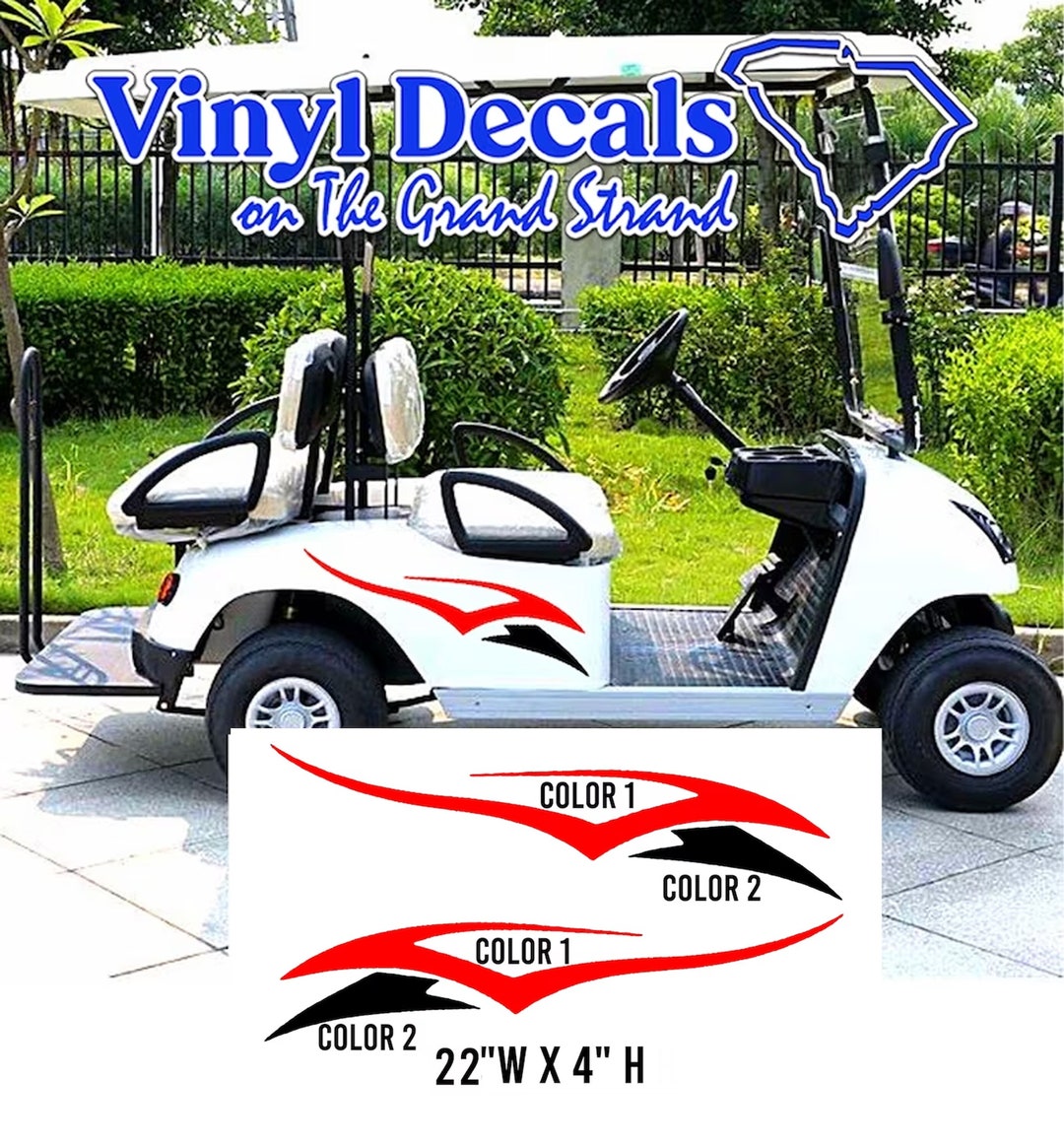 Racing Flame Golf Cart Decals: Custom 2-color Graphics - Etsy