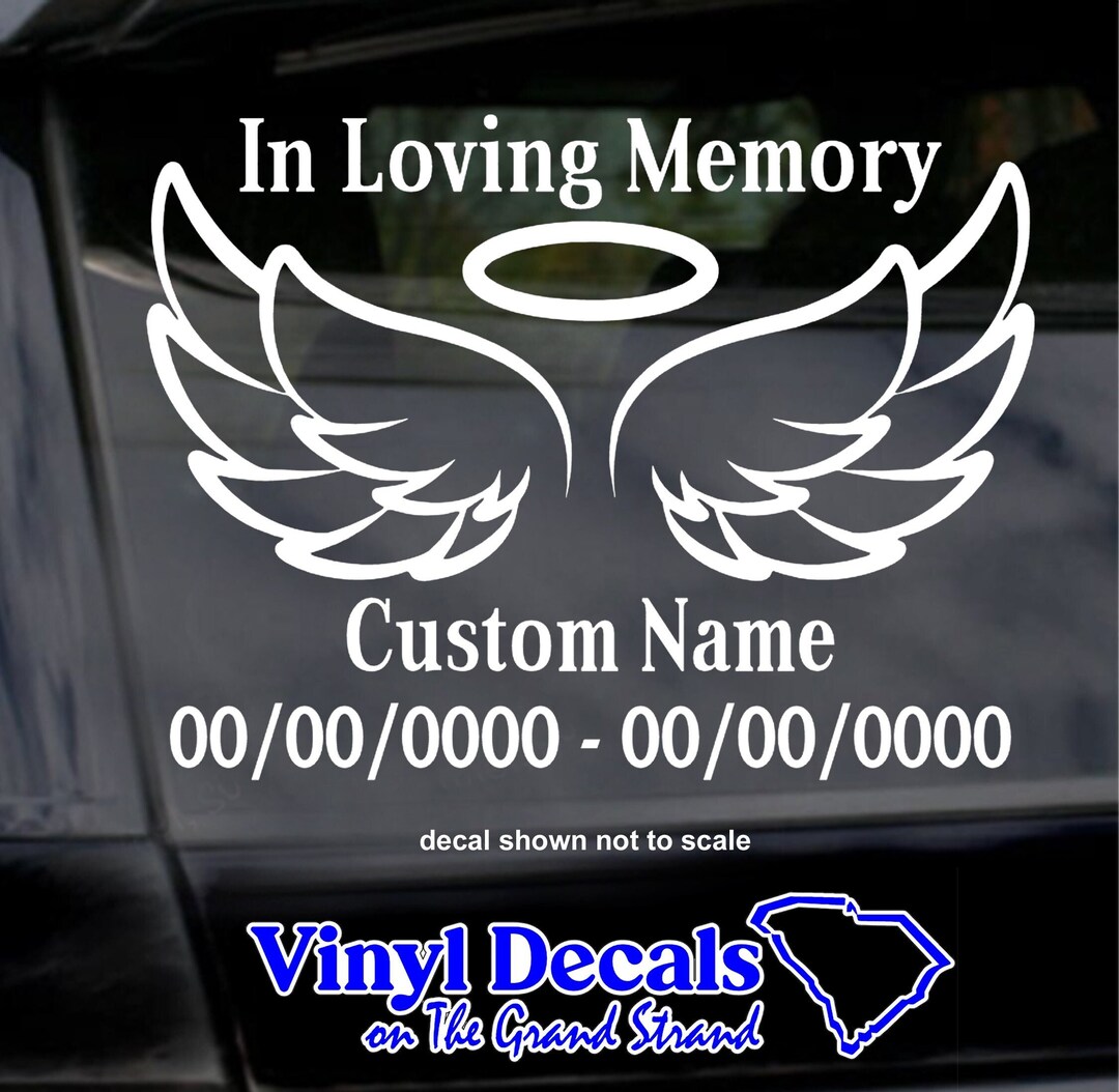 In Loving Memory Angel Wing Car Decal - Etsy