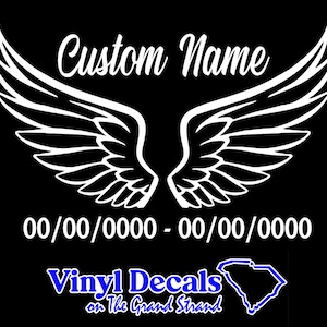 Angel Wings Memorial Gift Decal, Remembrance Decal, Custom in Loving ...