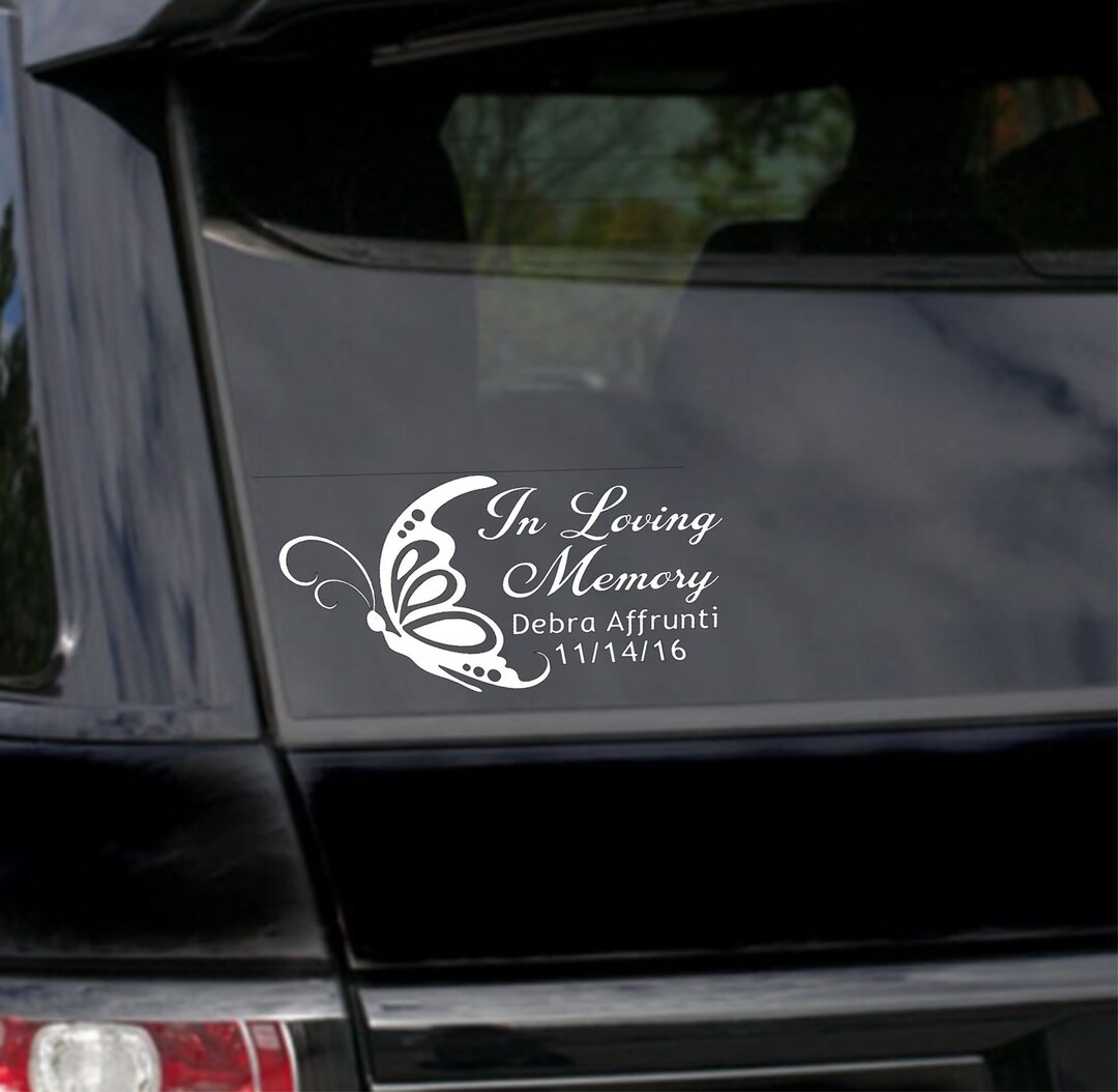 In Loving Memory Decal Butterfly, Custom in Memory of Butterfly Sticker ...