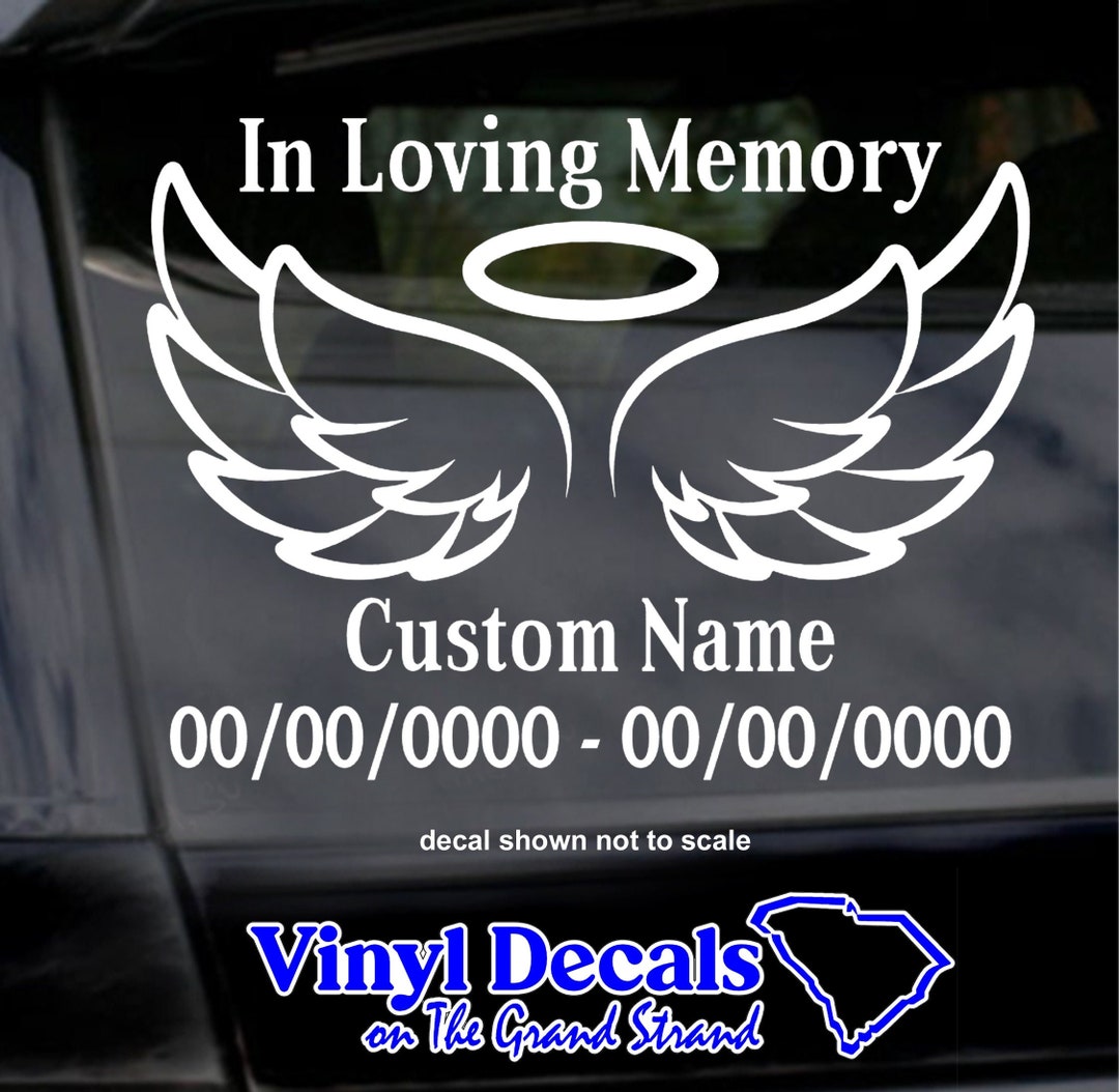Angel Wings Memorial Gift Decal, Remembrance Decal, Custom in Loving ...