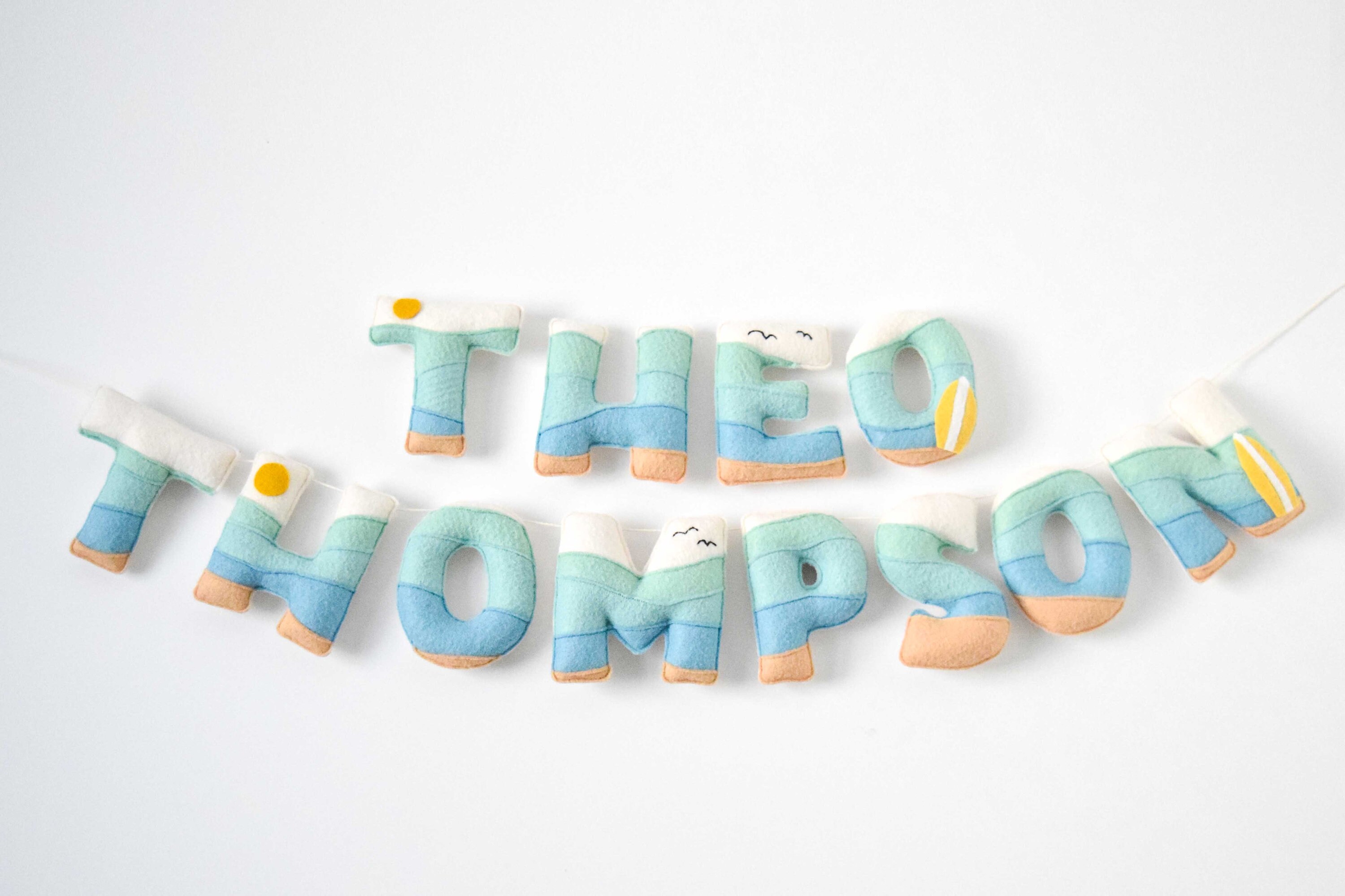 Beach Name Banner Custom Felt Garland Surfs Up Boys Room | Etsy