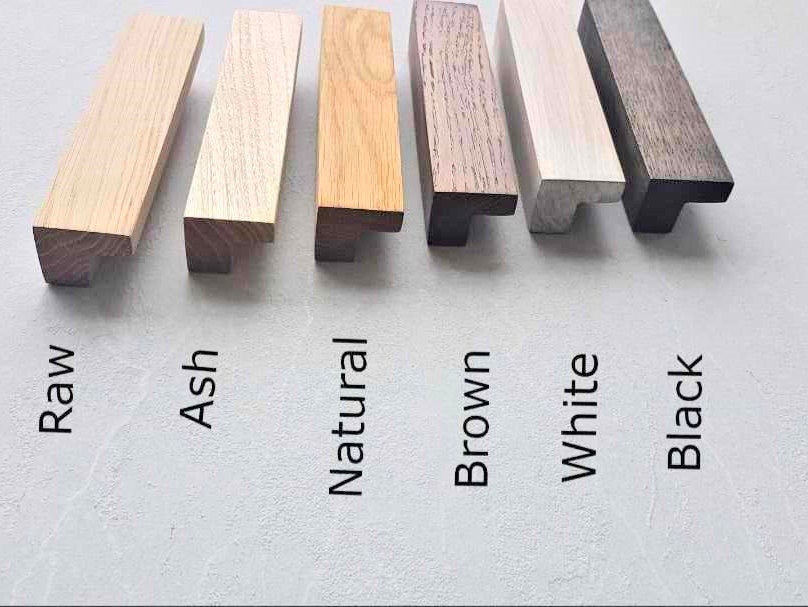 Classic L Shaped Oak Wood Handles, Handmade Pulls Oiled Natural ...