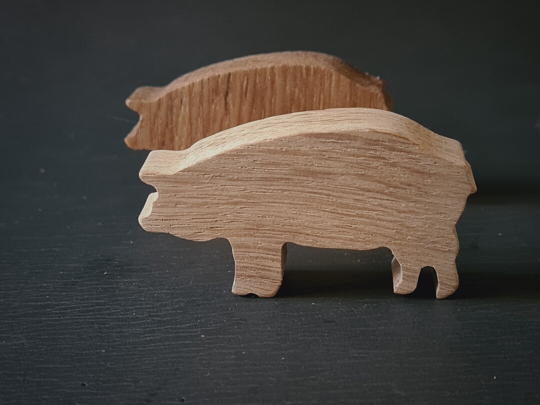 Wooden Pig Knobs, Pull Handles for Children's Room Furniture, Farm ...
