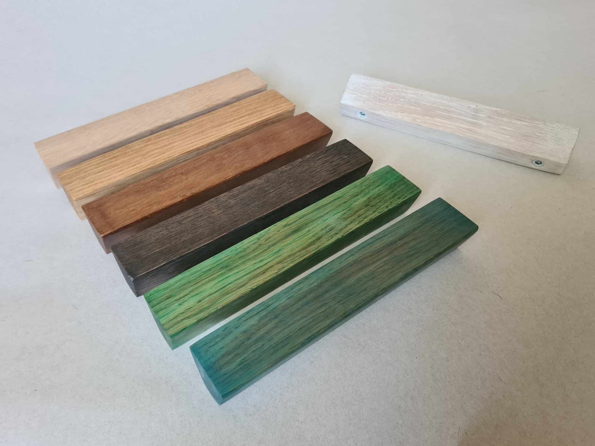 Line Wood Handles Solid Oak Angled Ends, Long Minimalist Cabinet Pulls ...