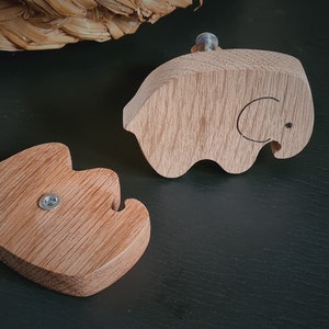 Elephant Knobs for Nursery, Safari Animal Hook, Baby Room Wooden Handle, Children Cabinet Drawer ...