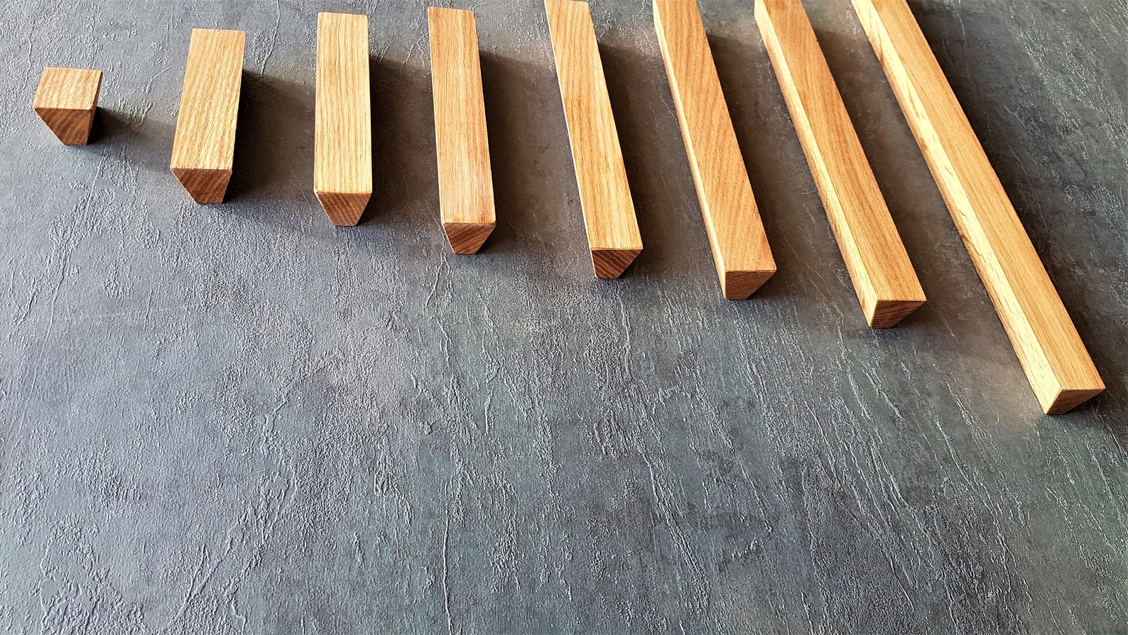 Line Wood Handles Solid Oak Angled Ends, Long Minimalist Cabinet Pulls ...