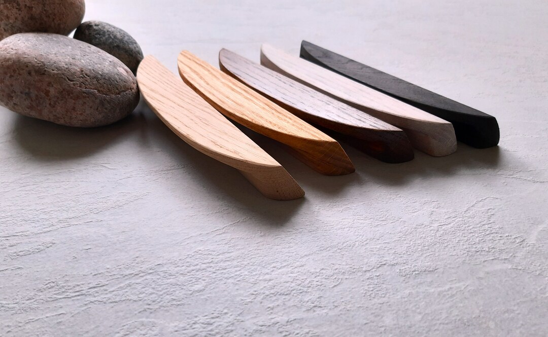 Long Half Moon Pulls, Rustic Bar Handles, Solid Wood Pulls for ...
