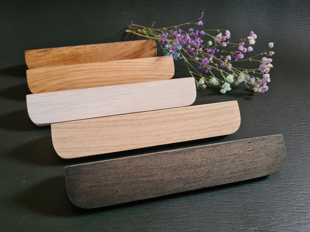 Rounded Wood Cabinet Pulls,handmade Wood Handle,half Moon Elegant ...