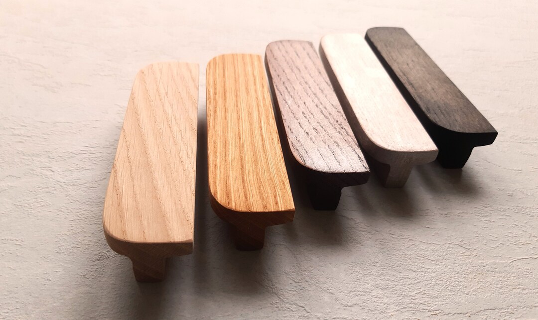 Long Rounded Wood Handles, Handmade Pulls, Custom Fit Wooden Handles ...