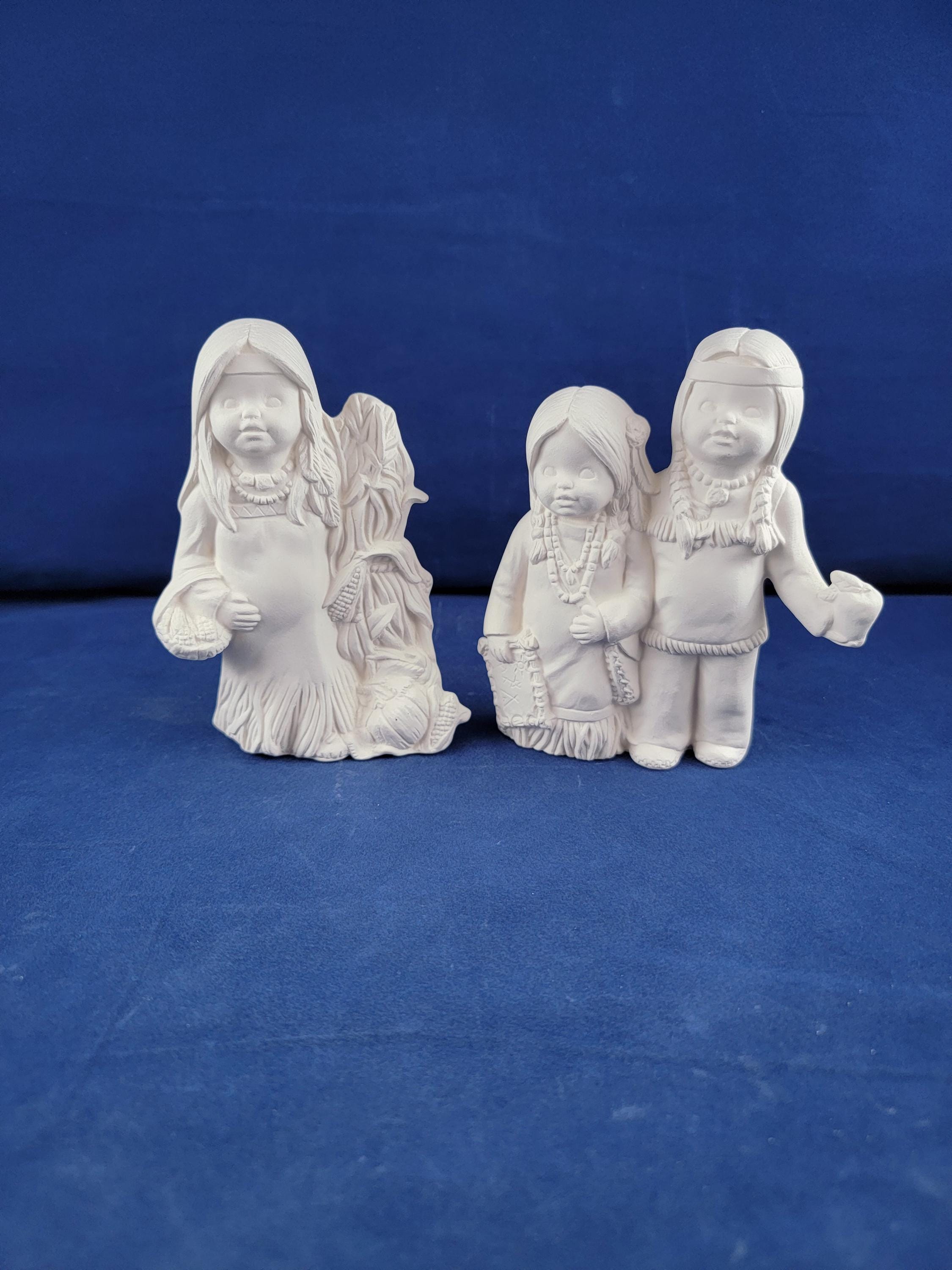 Ceramic Native American Children Figurines, Native American Decoration ...