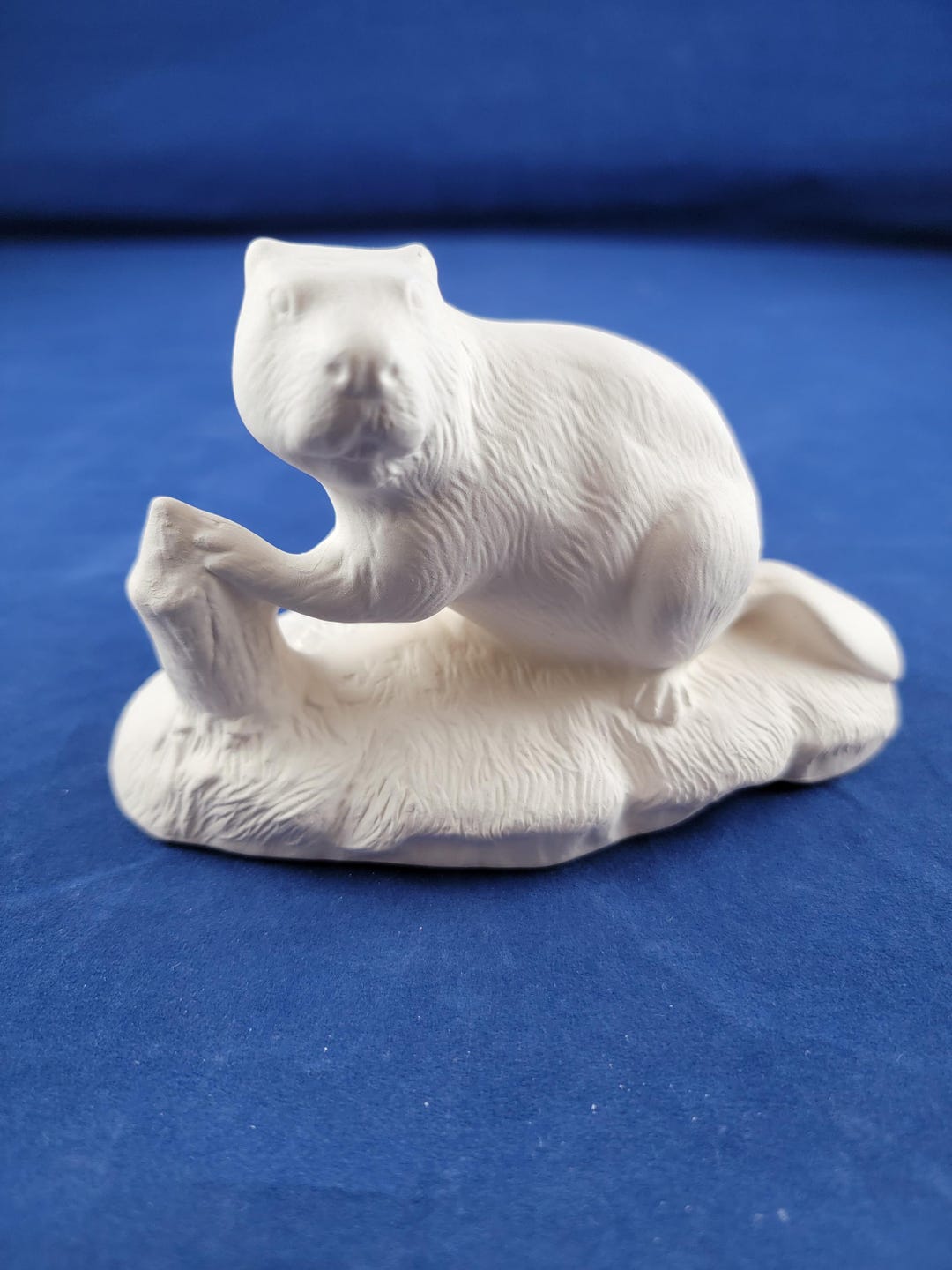 Ceramic Beaver Figurine, Beaver Figurine on Log, Ready to Paint Animal ...