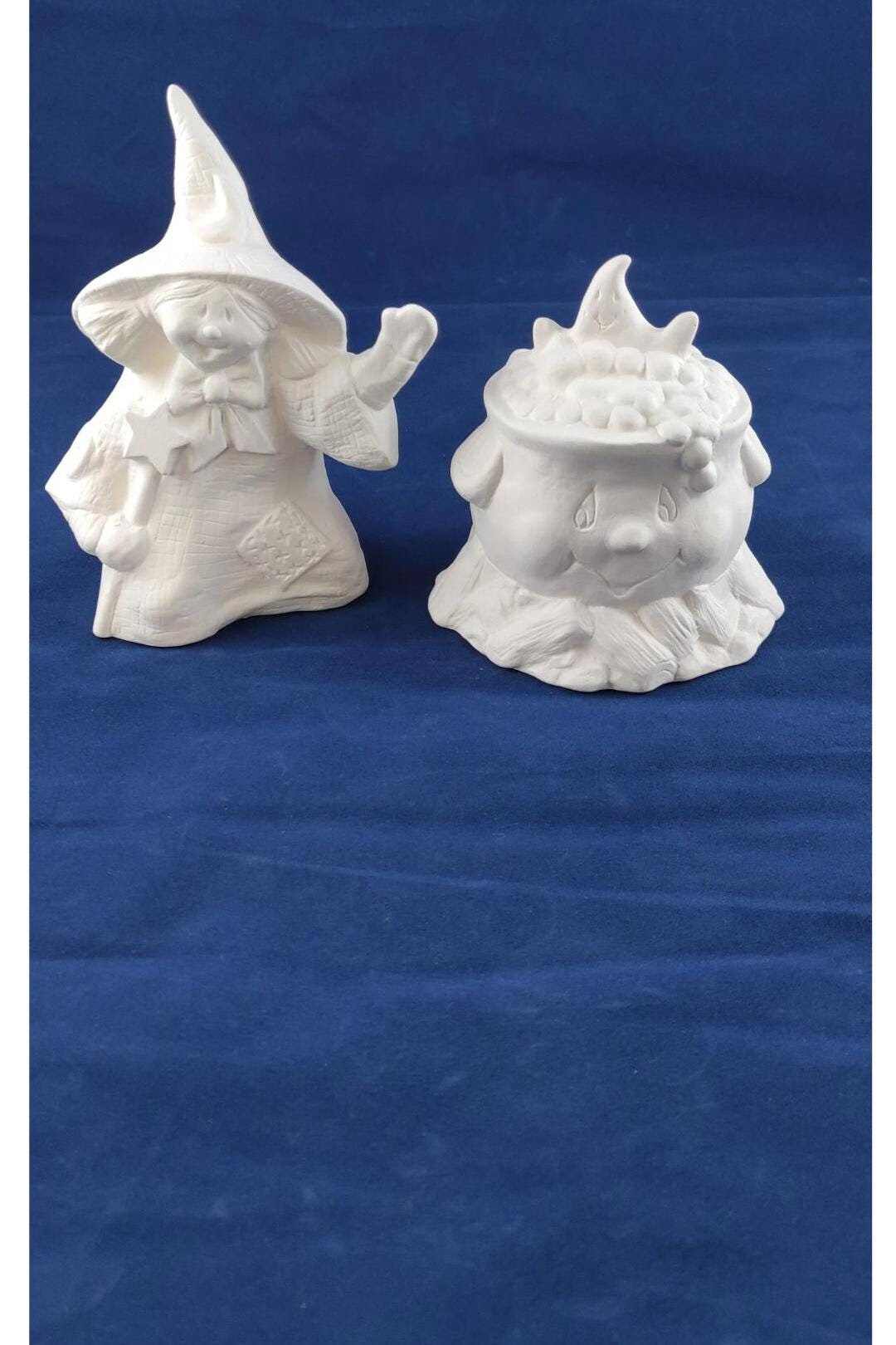 Ceramic Witch and Cauldron, Ceramic Halloween Decoration, Halloween ...