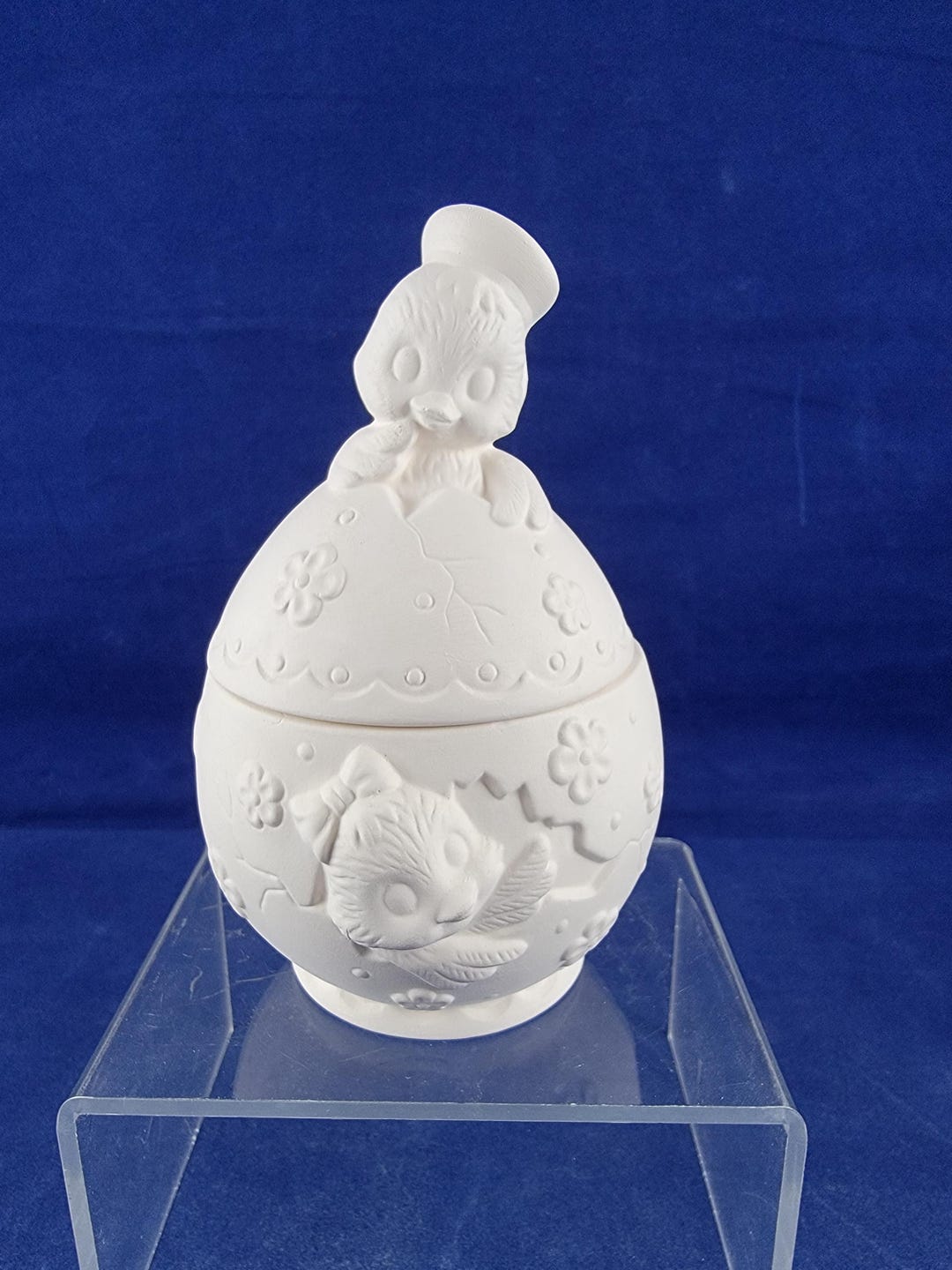 Ceramic Easter Egg Dish With Lid, Chicks on Egg, Egg Dish With Lid ...