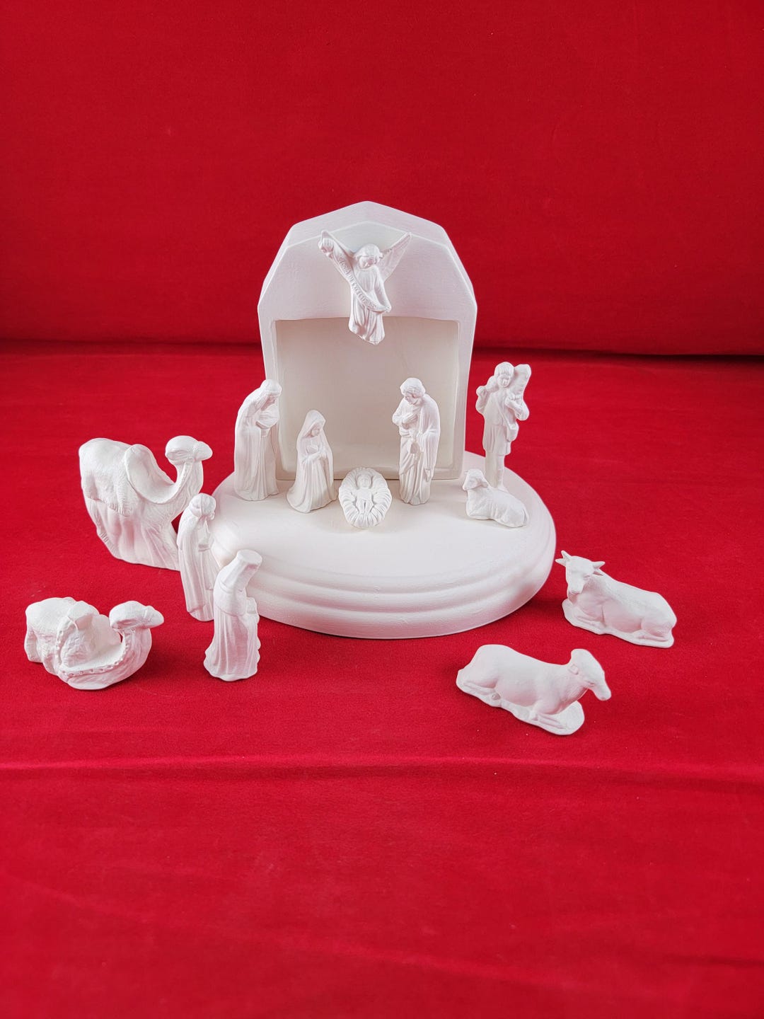 Ceramic Manger Scene (15 Pieces), Ceramic Miniature Nativity, Ceramic ...
