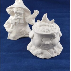 Ceramic Witch and Cauldron, Ceramic Halloween Decoration, Halloween ...