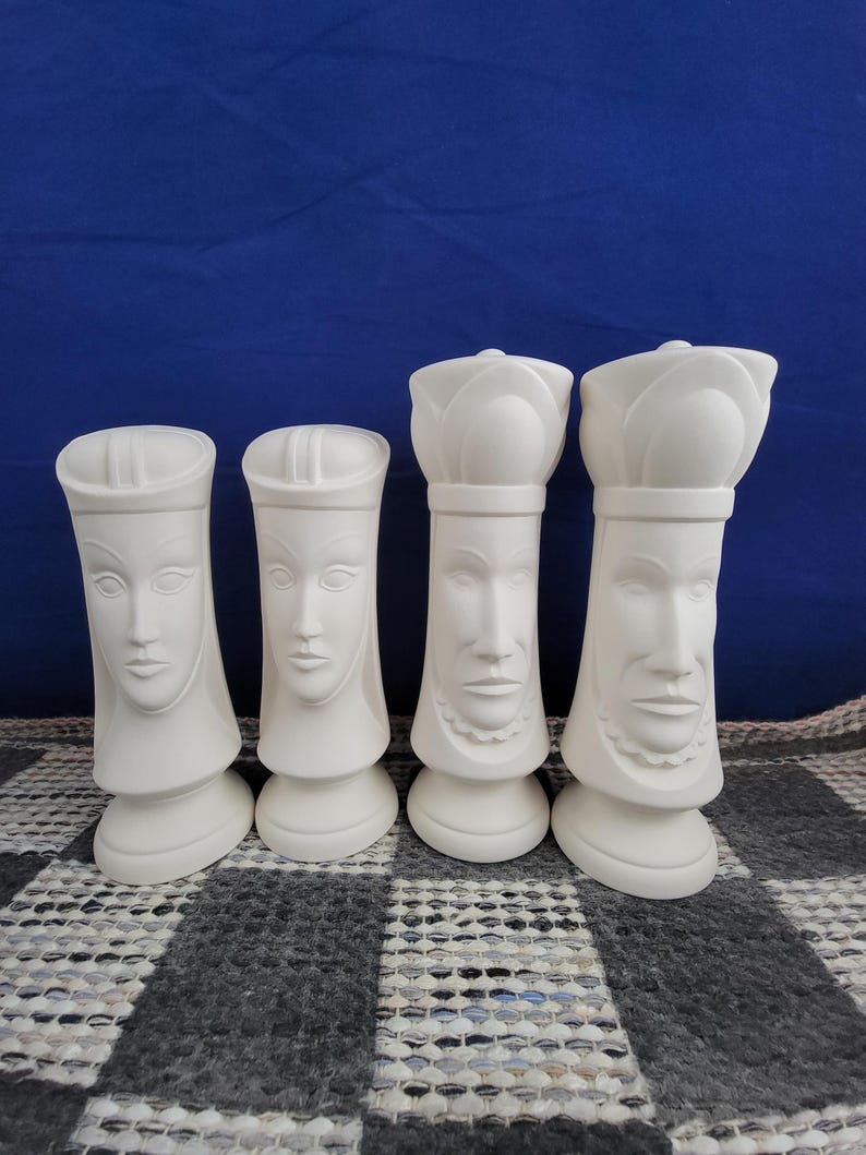 Ceramic Chess Set (32 Pieces), Large Ceramic Chess Set, Ceramic Bisque ...