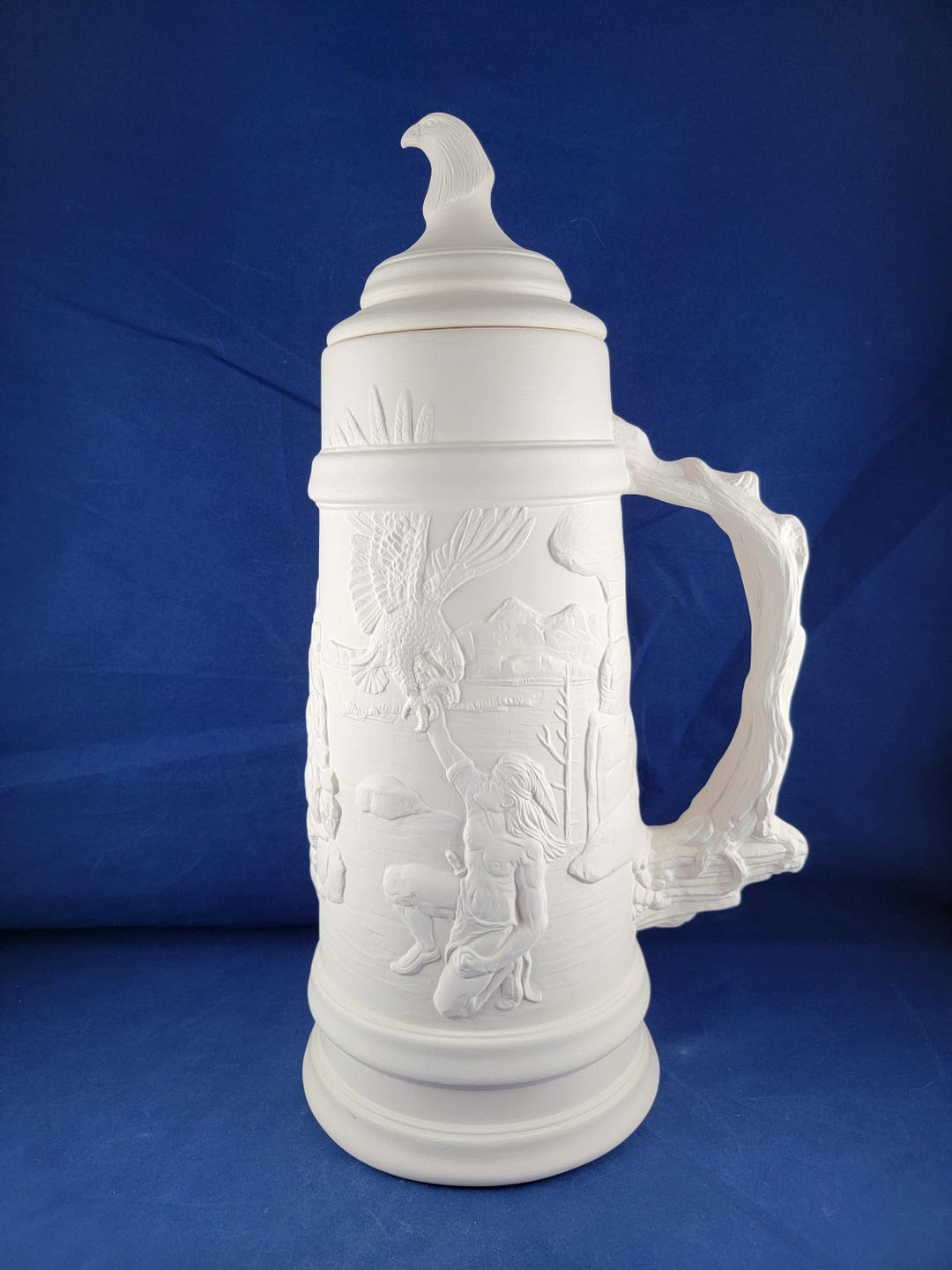 Ceramic Stein, XL Native American Eagle Stein, Decorative Ceramic Stein ...