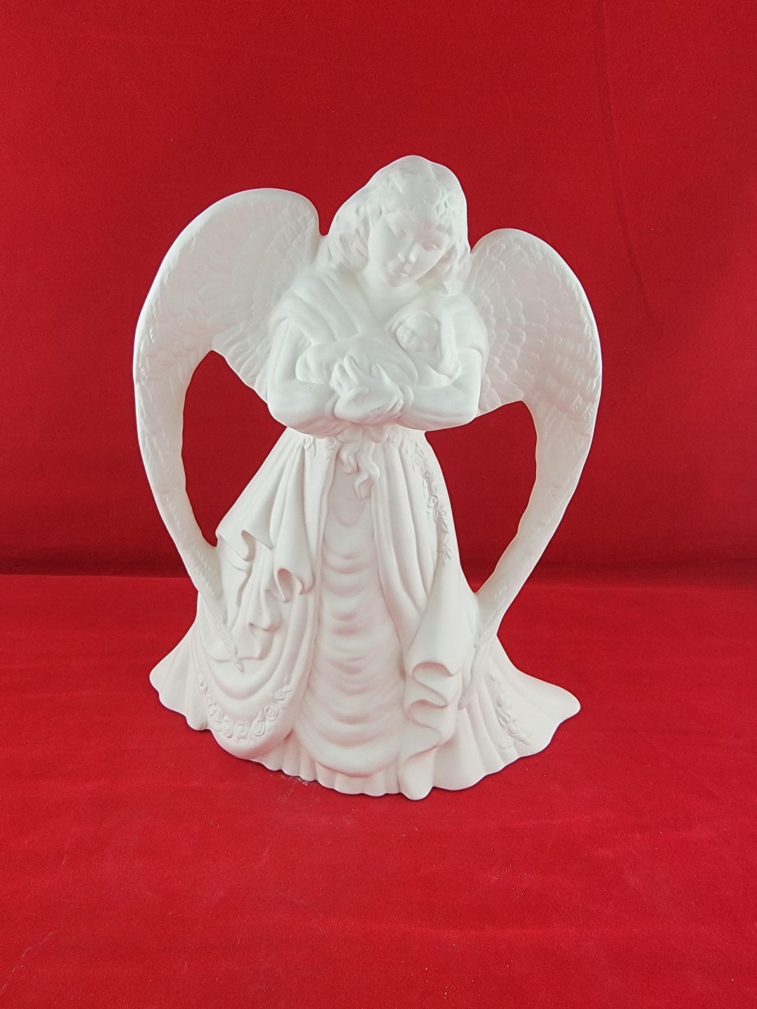 Ceramic Angel Holding Baby, Ceramic Bisque Angel Figurine, Ready to ...