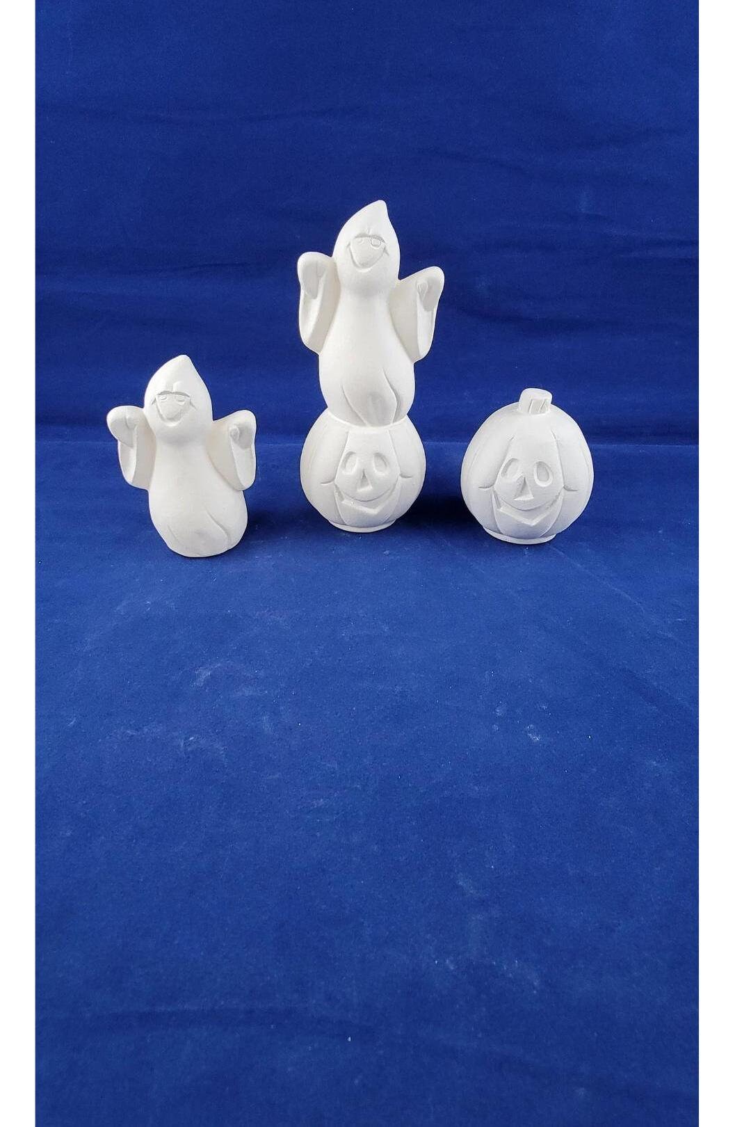 Ceramic Ghosts, Ceramic Ghost With Jack-o-lantern, Ready to Paint ...
