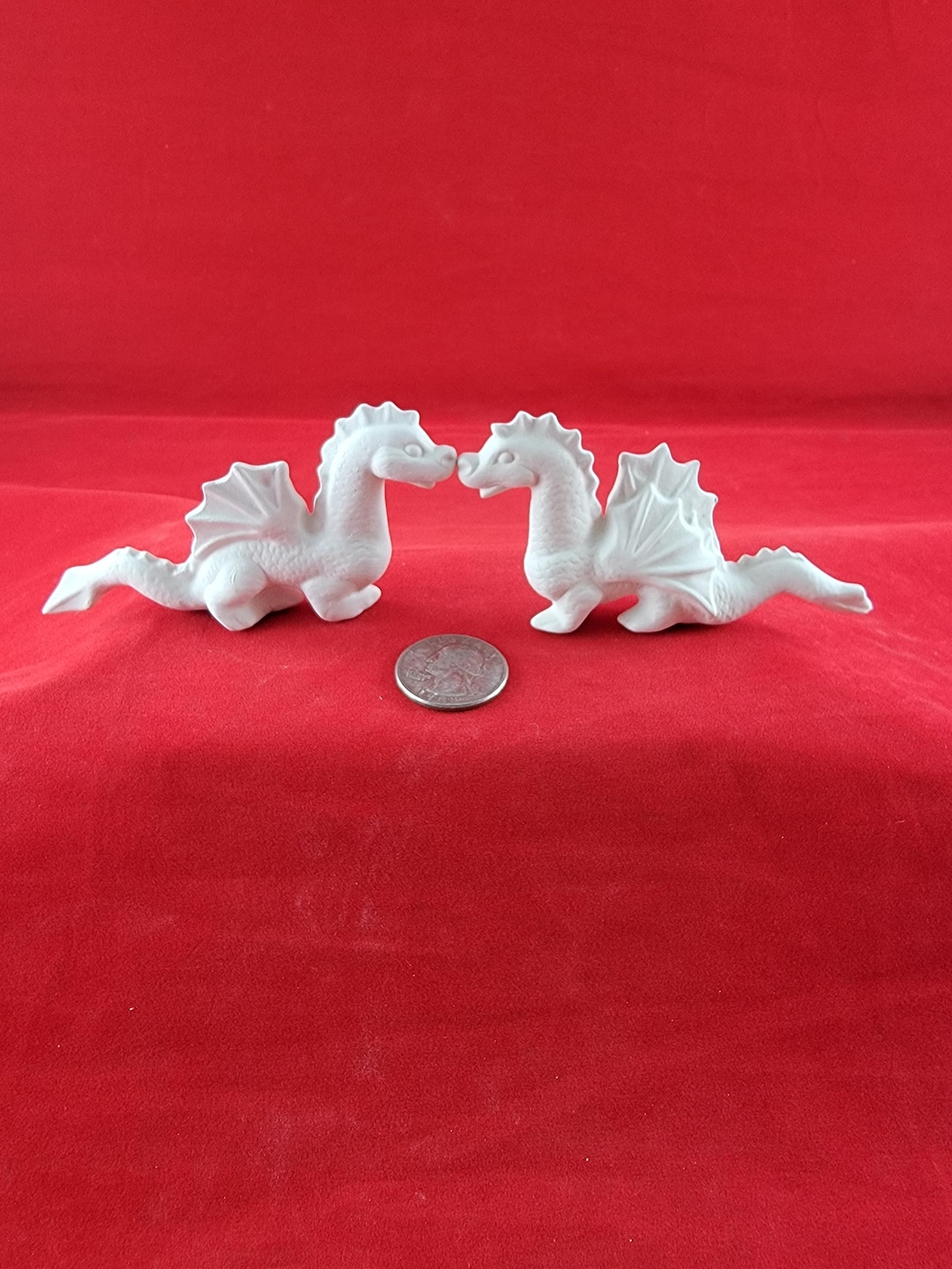 Ceramic Dragon Figurines (set of 2), Miniature Dragons, Unpainted ...