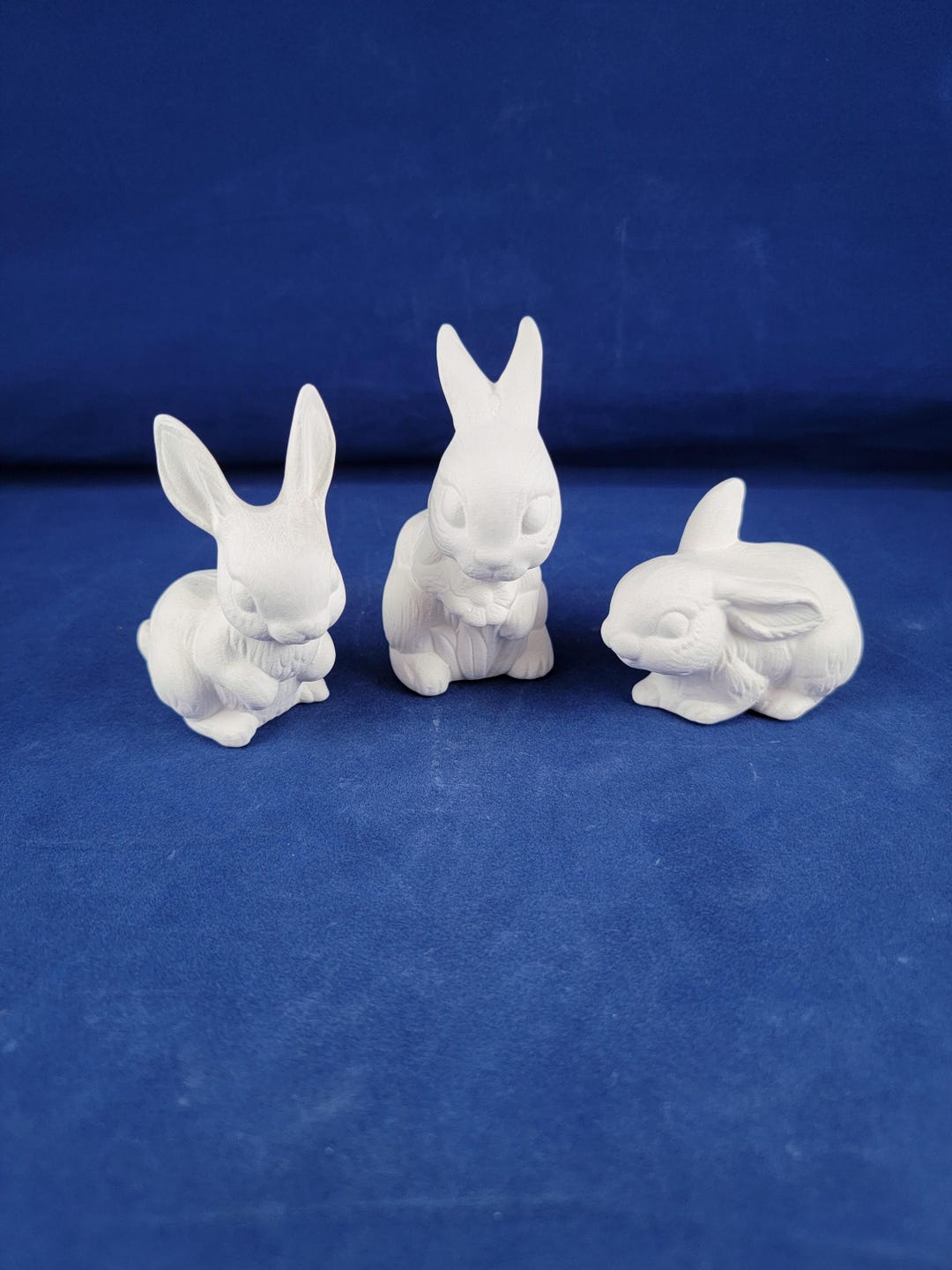 Ceramic Bunny Figurines (set of 3), Ceramic Rabbits, Ready to Paint ...