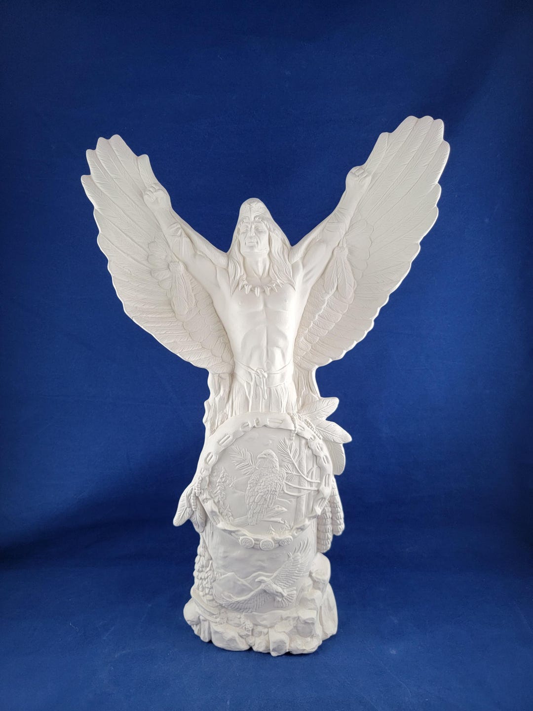 Ceramic Native American Chief With Eagle Wings, Ready to Paint, Native ...