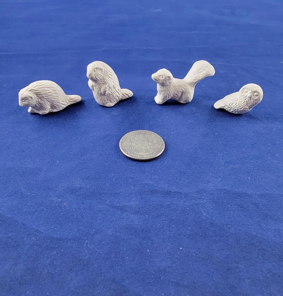 Ceramic Animals (set of 4), Miniature Animals, Tiny Ceramic Animal ...