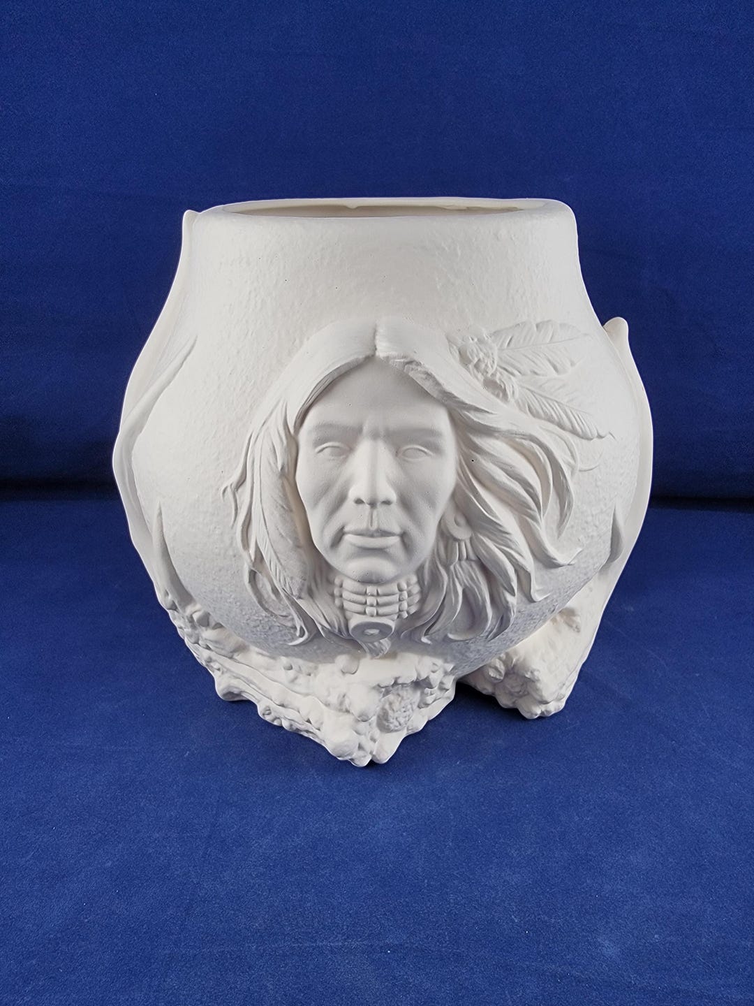 Ceramic Native American Planter, Native American Vase, Ready to Paint ...