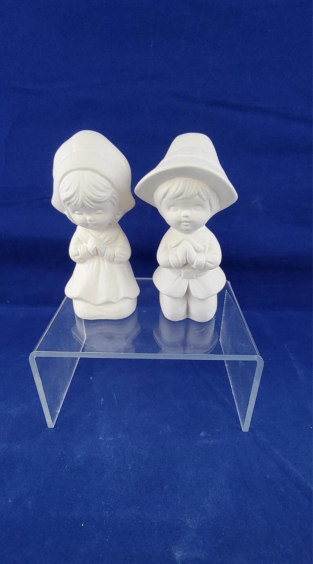 Ceramic Pilgrims, Small Praying Pilgrims, Ceramic Pilgrim Couple, Ready to Paint Thanksgiving ...