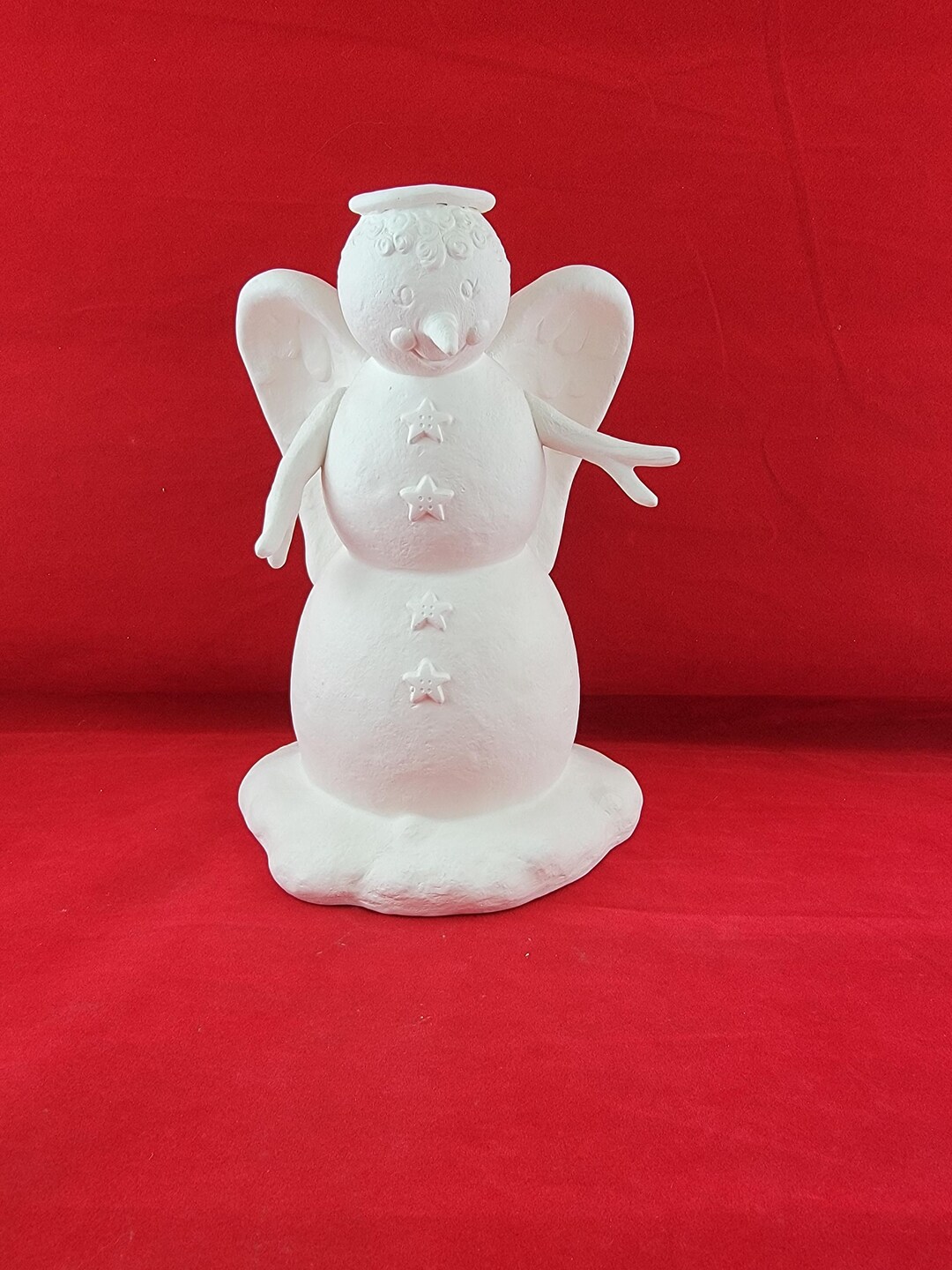 Ceramic Snowman Angel Figurine, Ceramic Snowman With Wings, Ready to ...