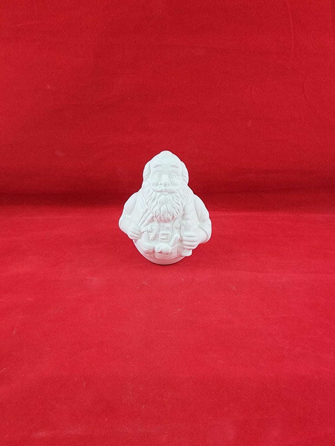 Ceramic Santa Figurine, Roly Poly Workshop Santa, Santa Decoration ...