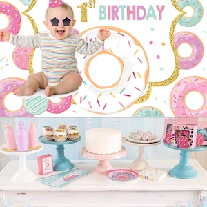Digital Only, Donut Party Backdrop, Donut Birthday Party, First Donut ...
