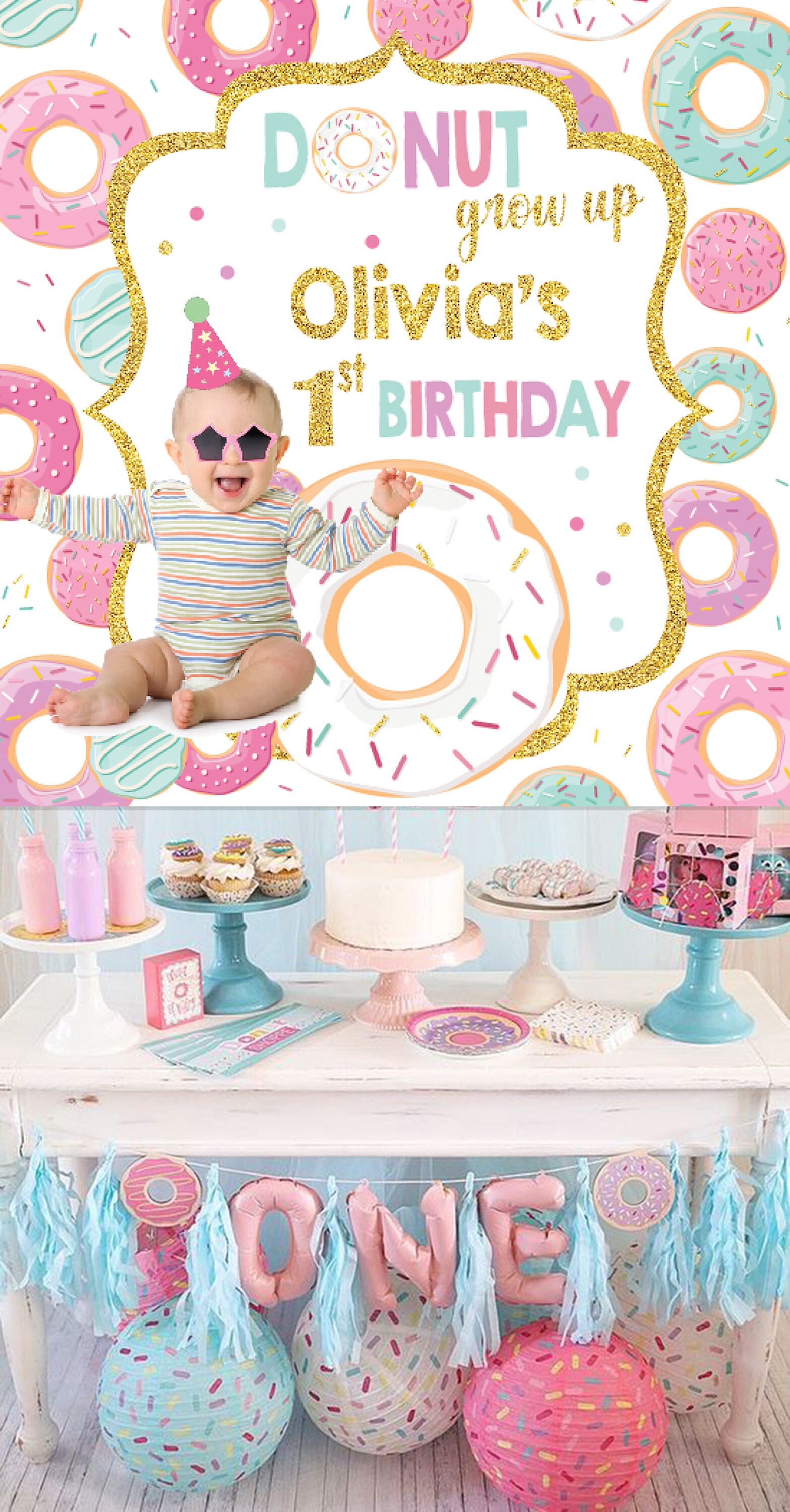 Digital Only Donut Party Backdrop Donut Birthday Party - Etsy