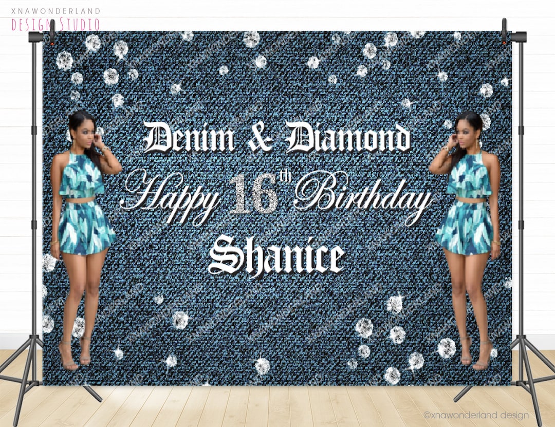 Digital Only, Denim and Diamonds Backdrop, Denim Theme Party, Diamond ...